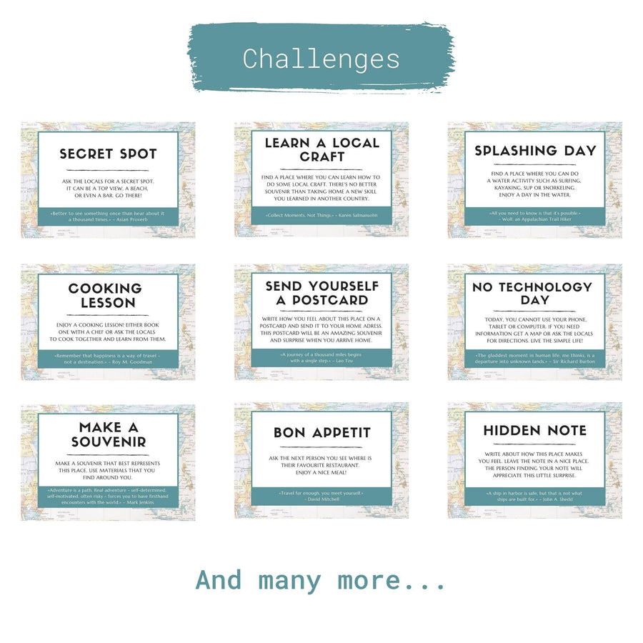 Travel Challenges - Couples Travel Gift - Travel Gift Deck of Cards